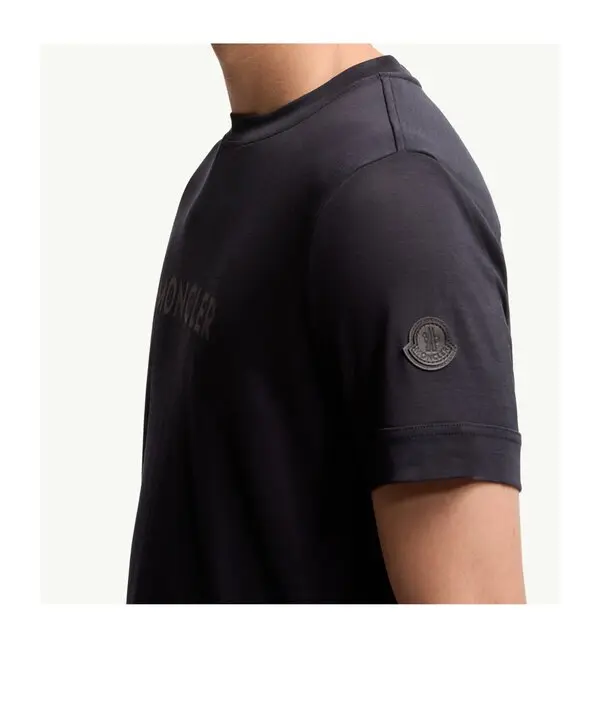 Moncler Logo Printed Crewneck T-shirt - Navy Blue