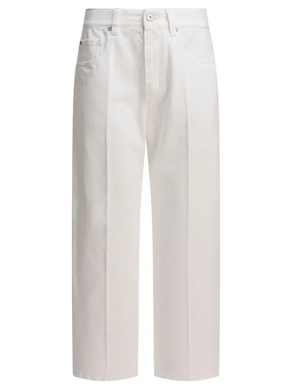 Brunello Cucinelli Logo Patch Straight-leg Trousers - Ivory
