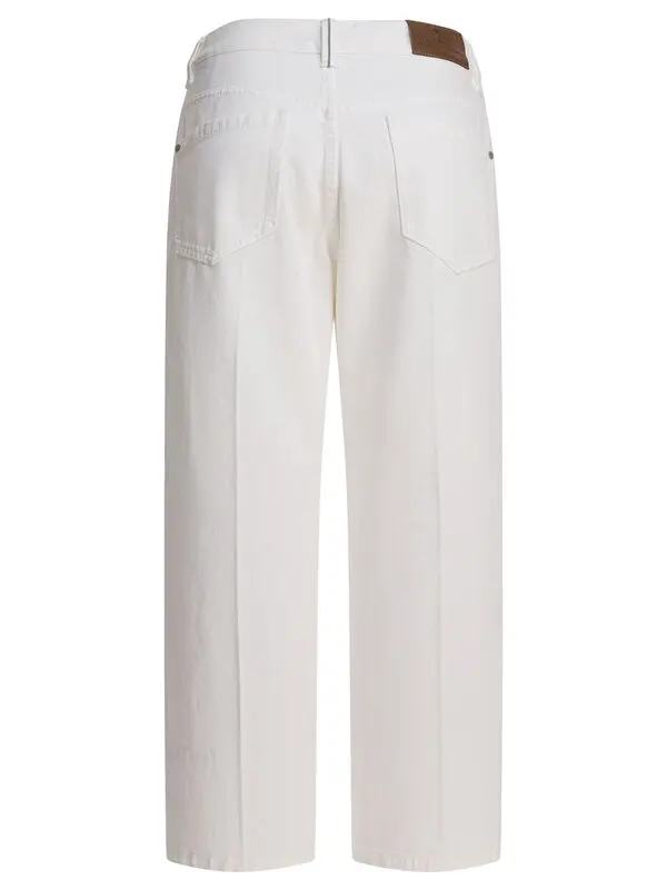 Brunello Cucinelli Logo Patch Straight-leg Trousers - Ivory