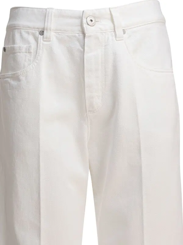 Brunello Cucinelli Logo Patch Straight-leg Trousers - Ivory