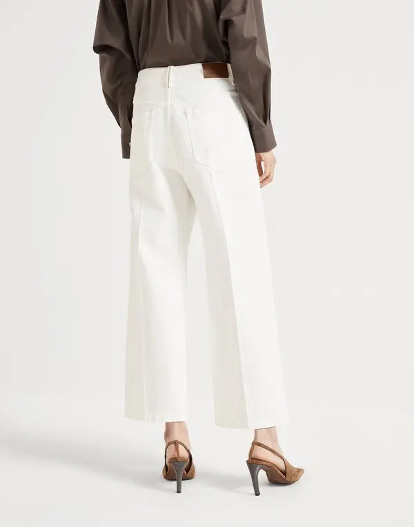 Brunello Cucinelli Logo Patch Straight-leg Trousers - Ivory