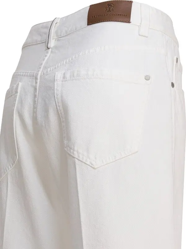 Brunello Cucinelli Logo Patch Straight-leg Trousers - Ivory
