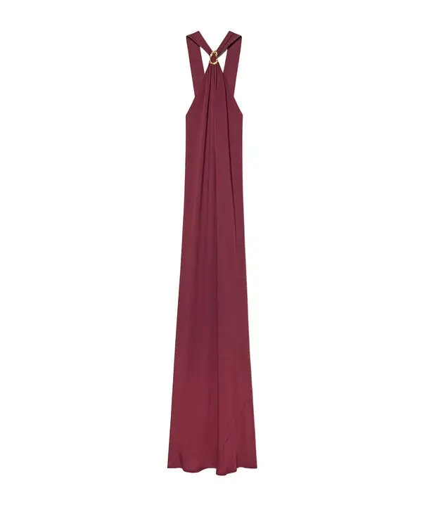 FORTE_FORTE Ring-detail Halterneck Maxi Dress - Ruby Red