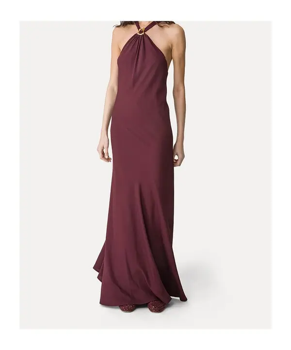 FORTE_FORTE Halterneck Sleeveless Maxi Dress With Ring Detail - Ruby Red