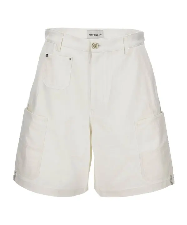 Givenchy Logo Embroidered Belted Shorts - White