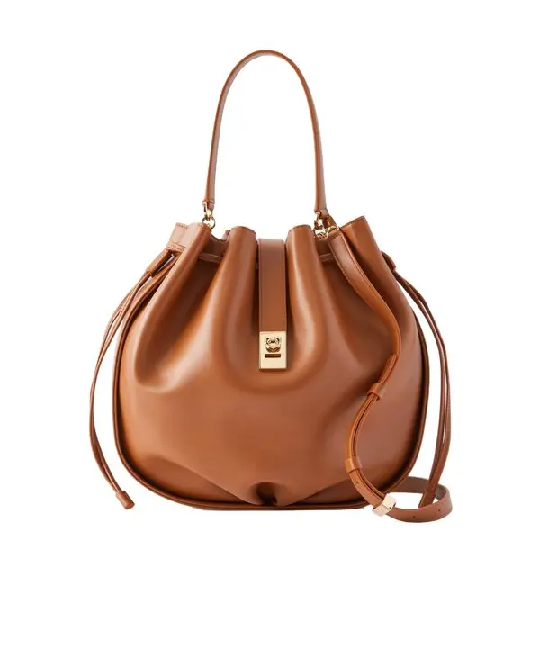 FERRAGAMO Hug Leather Shoulder Bag - Brick Red