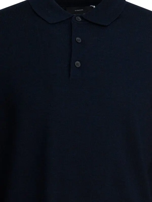 Vince Merino Wool Polo Shirt - Black