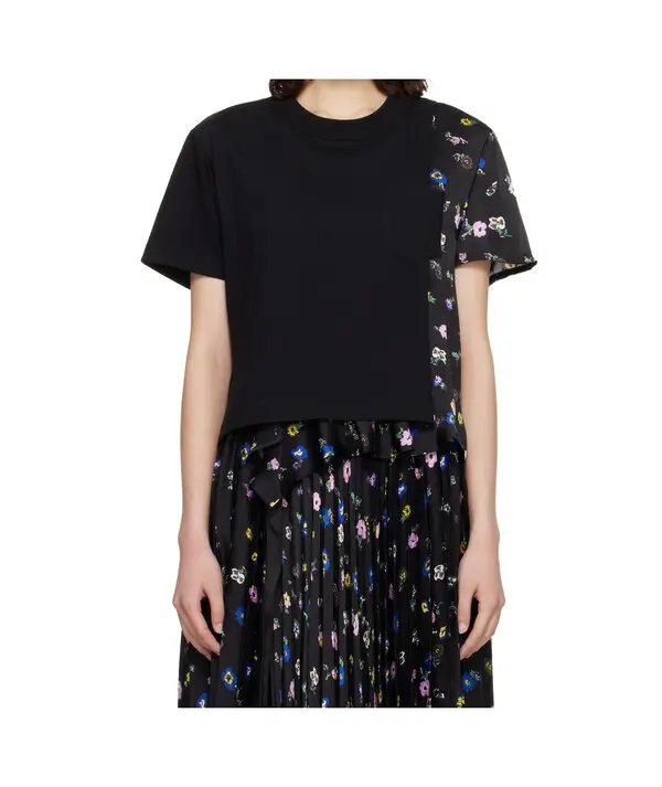 Sacai Floral Print T-shirt - Black