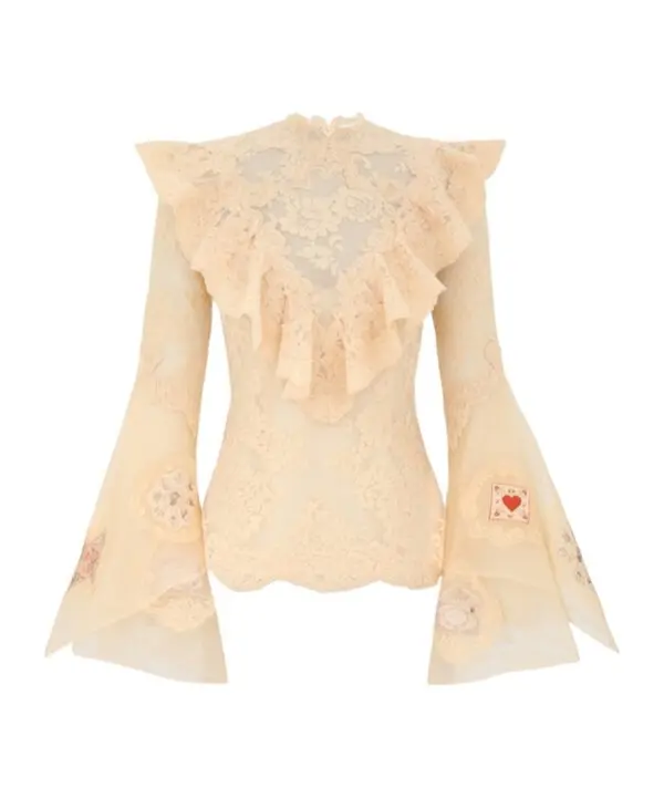 Zimmermann Flared Sleeve Ruffled Lace Shirt - Cream