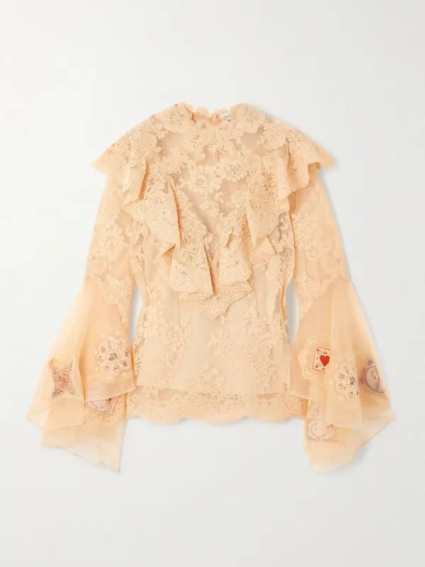 Zimmermann Flared Sleeve Ruffled Lace Shirt