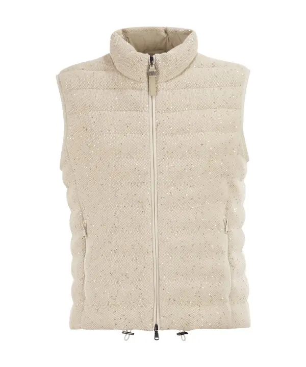 Brunello Cucinelli Sequin Embellished Zip-up Gilet - No