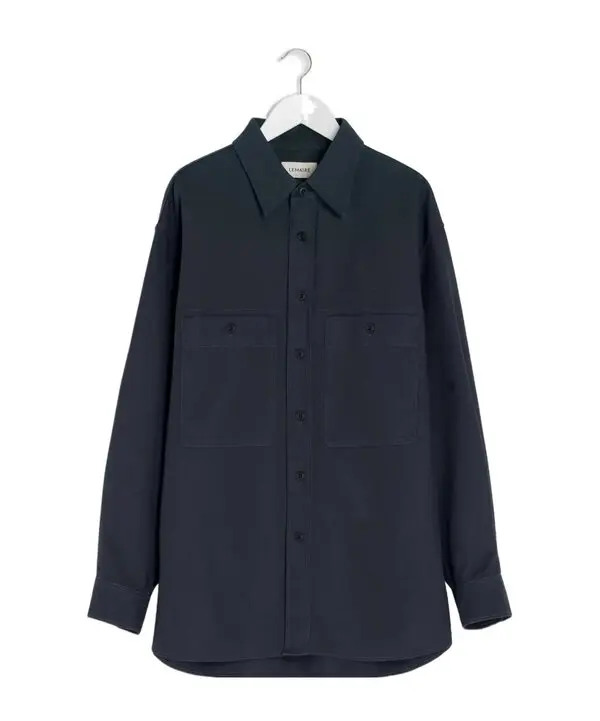 LEMAIRE Long Sleeved Buttoned Overshirt - Graphite Blue