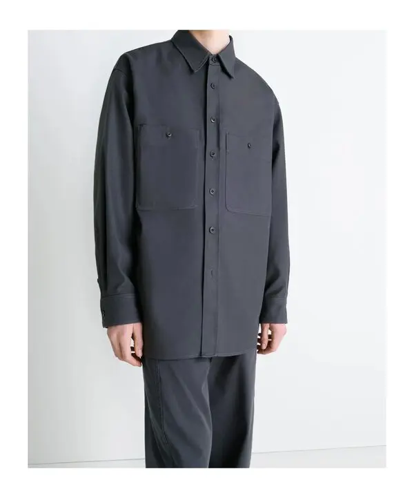 LEMAIRE Long Sleeved Buttoned Overshirt - Graphite Blue