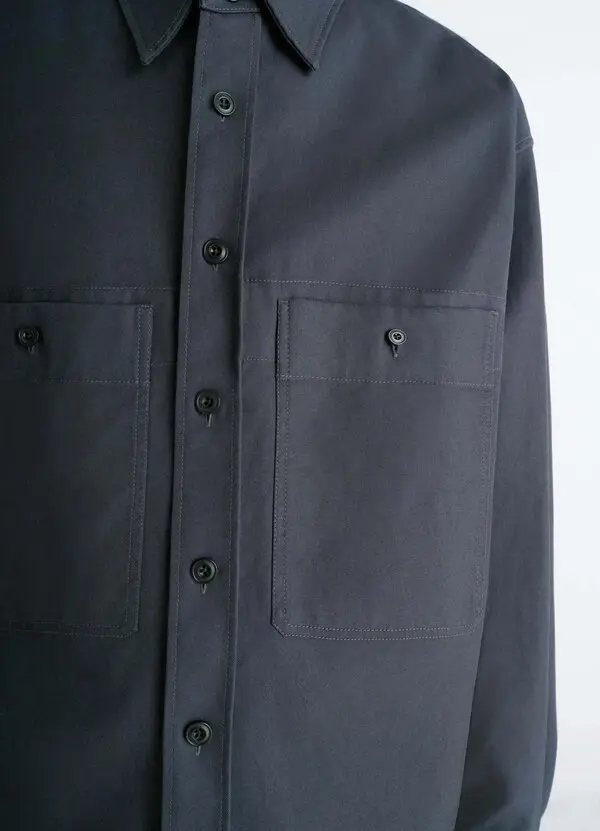 LEMAIRE Long Sleeved Buttoned Overshirt - Graphite Blue