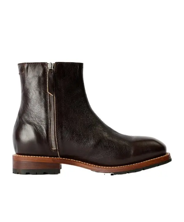 Our Legacy Square Toe Zip Up Boots With Metal Rivets - Black