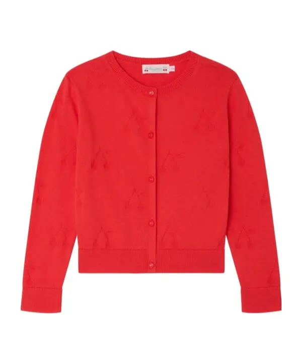 Bonpoint Lysia" Embroidered Cardigan - Red