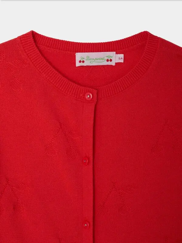Bonpoint Lysia" Embroidered Cardigan - Red