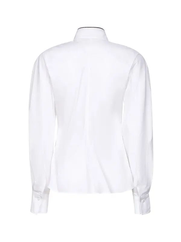 Brunello Cucinelli High Collar Button-up Shirt With Puff Sleeves