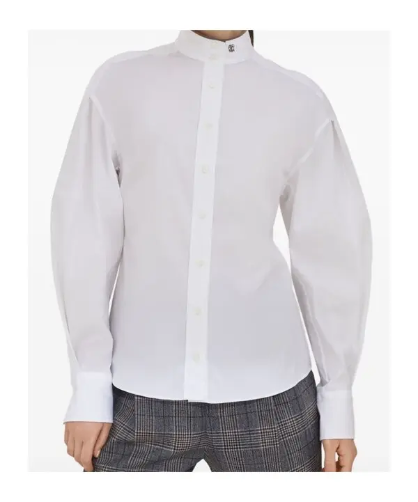 Brunello Cucinelli High Collar Button-up Shirt With Puff Sleeves