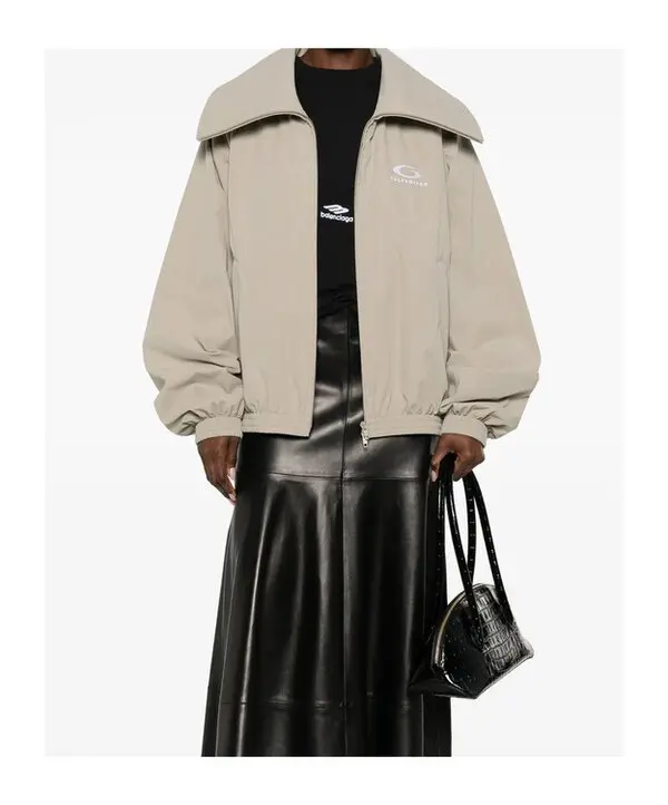Balenciaga High Collar Zip Jacket - Beige