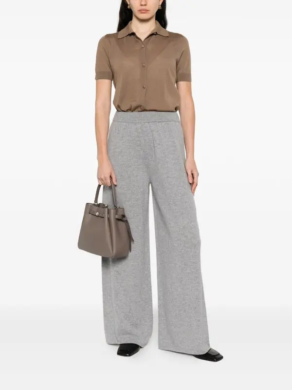 Max Mara Short Sleeve Ribbed Knit Lapel Collar Shirt