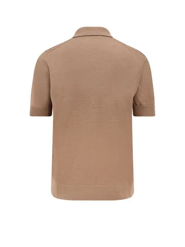 Max Mara Short Sleeve Ribbed Knit Lapel Collar Shirt - No