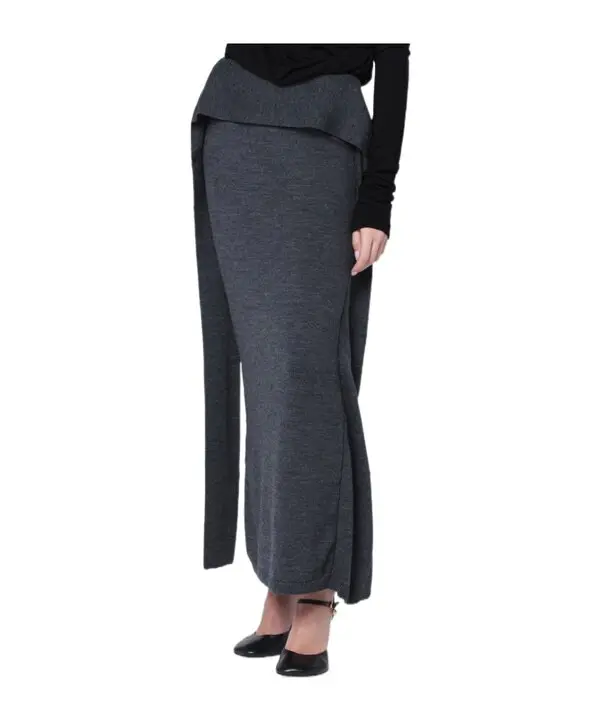 ENTIRE STUDIOS Draped Maxi Knitted Skirt - Black