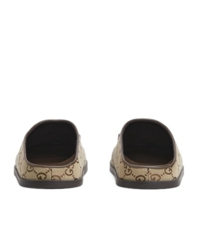 Gucci Horsebit Monogrammed Mules - Nude