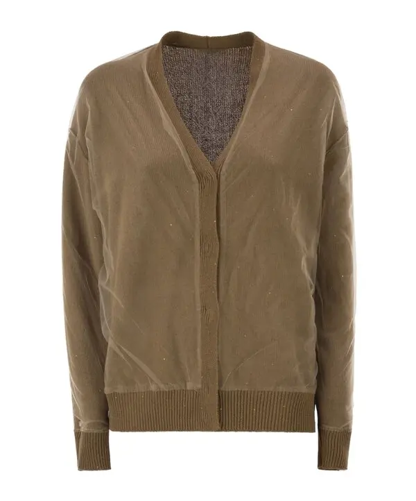 Fabiana Filippi Long-sleeved V-neck Cardigan With Micro Sequins