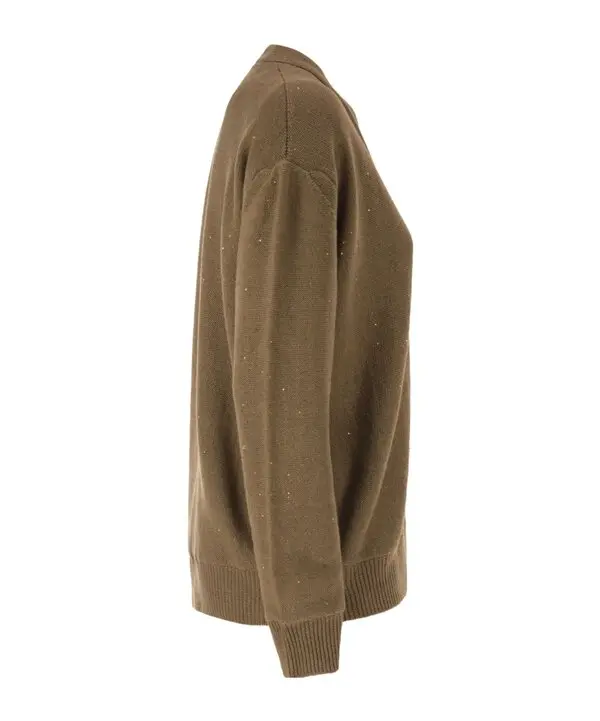 Fabiana Filippi Long-sleeved V-neck Cardigan With Micro Sequins