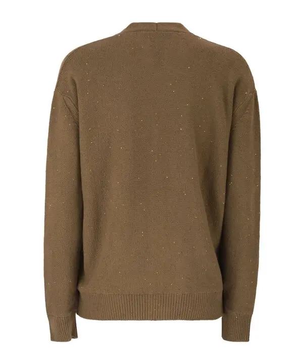 Fabiana Filippi Long-sleeved V-neck Cardigan With Micro Sequins