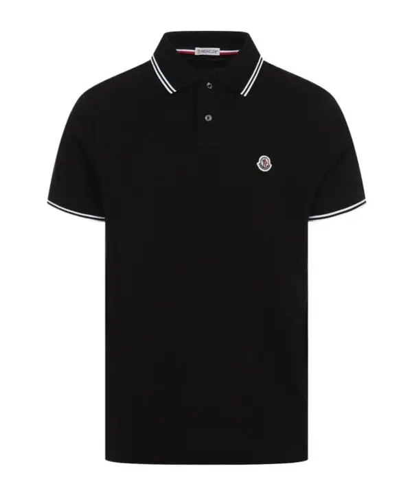 Moncler Tipped Trim Polo Shirt - Black