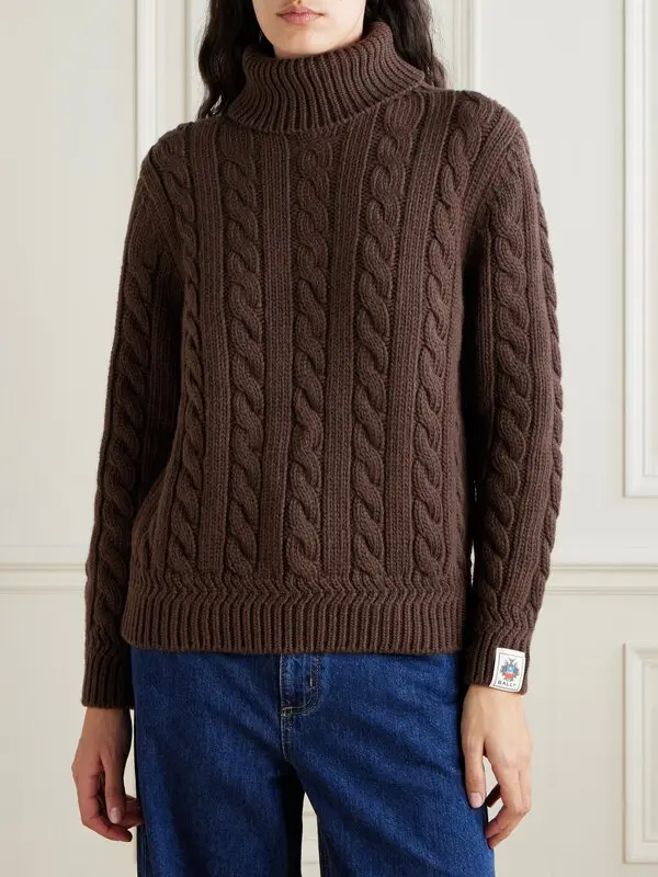 Bally Cable-knit Wool Turtleneck Sweater