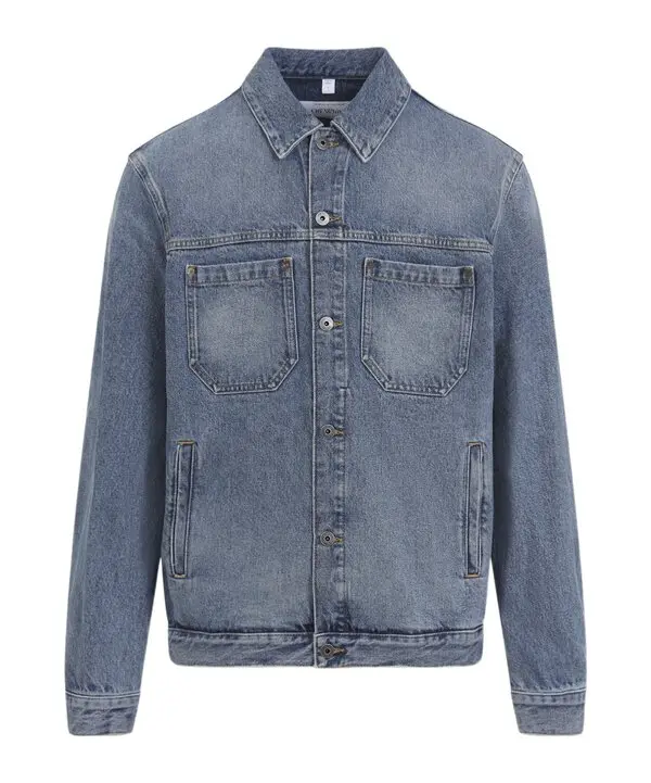 Off-White Long-sleeved Denim Jacket With Half-arrow Pattern - Blue