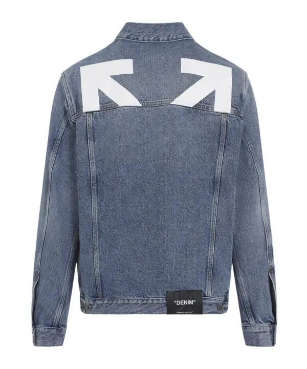 Off-White Long-sleeved Denim Jacket With Half-arrow Pattern - Blue