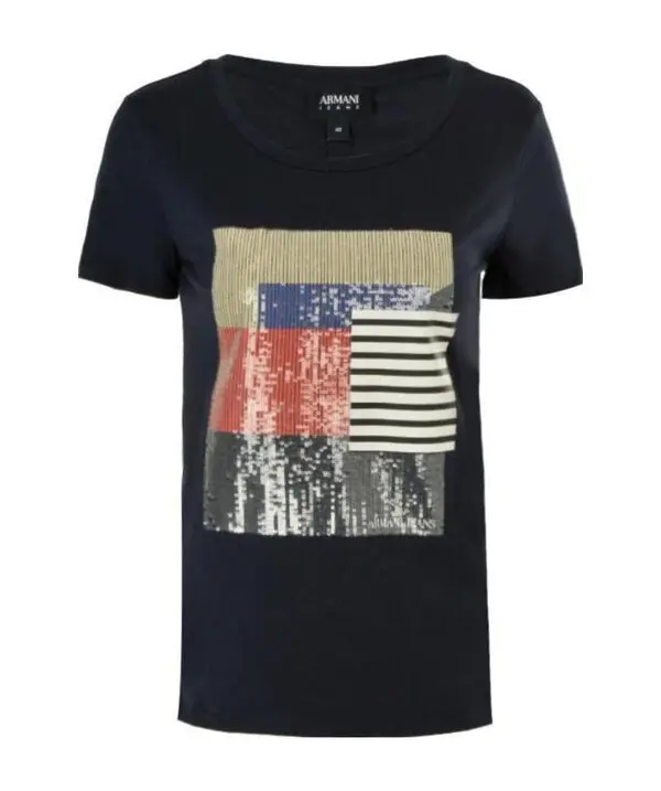 Emporio Armani Round Neck T-shirt With Embellished Front Panel