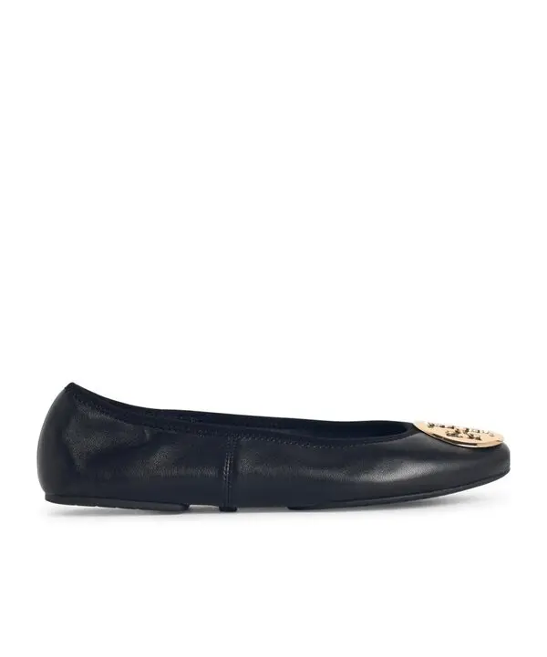 Tory Burch Logo Plaque Ballerina Flats - Black