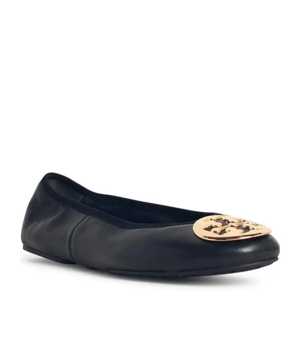 Tory Burch Logo Plaque Ballerina Flats - Black