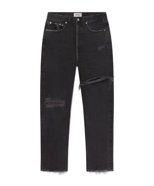 AGOLDE Amryn Distressed Straight-leg Jeans - Black
