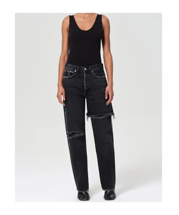 AGOLDE Amryn Distressed Straight-leg Jeans - Black