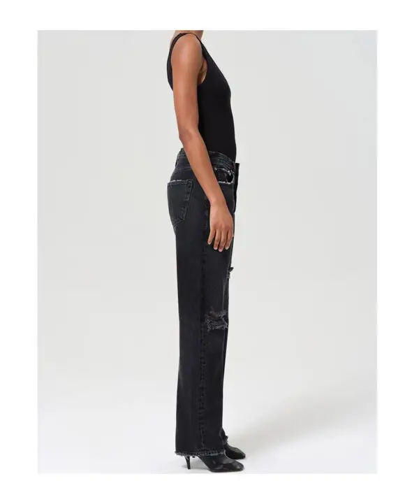 AGOLDE Amryn Distressed Straight-leg Jeans - Black