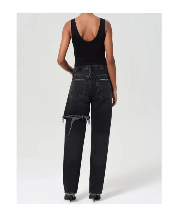 AGOLDE Amryn Distressed Straight-leg Jeans - Black