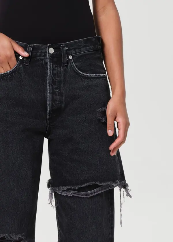 AGOLDE Amryn Distressed Straight-leg Jeans - Black