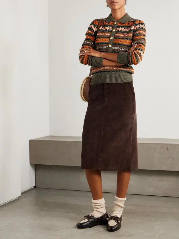Bally Corduroy Midi Skirt