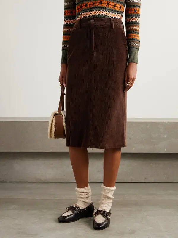 Bally Corduroy Midi Skirt