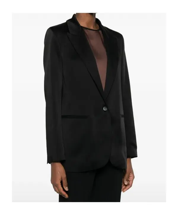 FORTE_FORTE Single-breasted Notched Lapel Blazer - Black