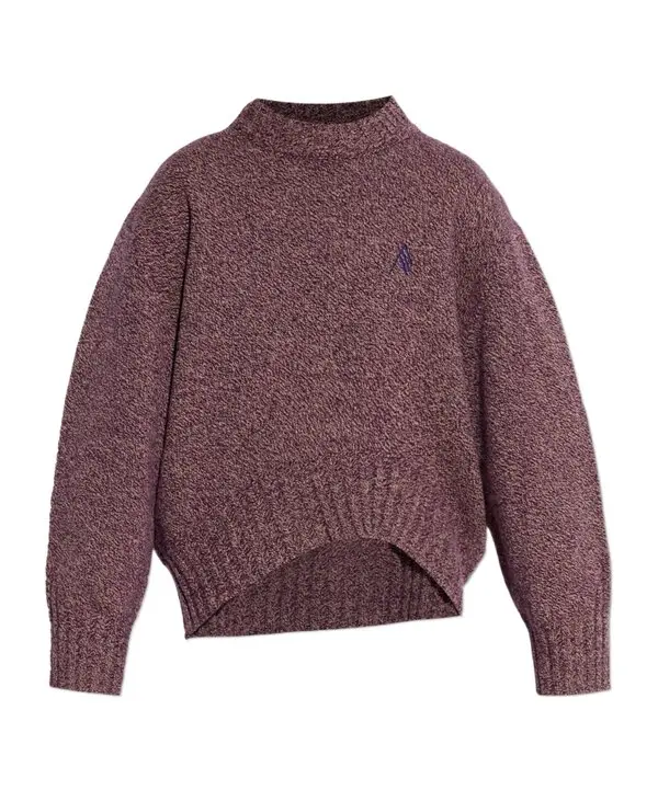 Attico Asymmetric Knitted Jumper With Logo Embroidery - Pink
