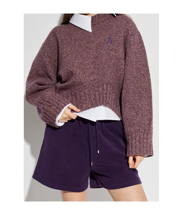 Attico Asymmetric Knitted Jumper With Logo Embroidery - Pink