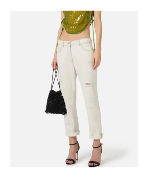 Elisabetta Franchi Denim Five-pocket Trousers - Bleached Destroyed