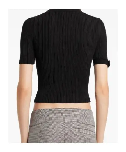 COURREGES Courrèges Ribbed Knit Buckle Detail T-shirt
